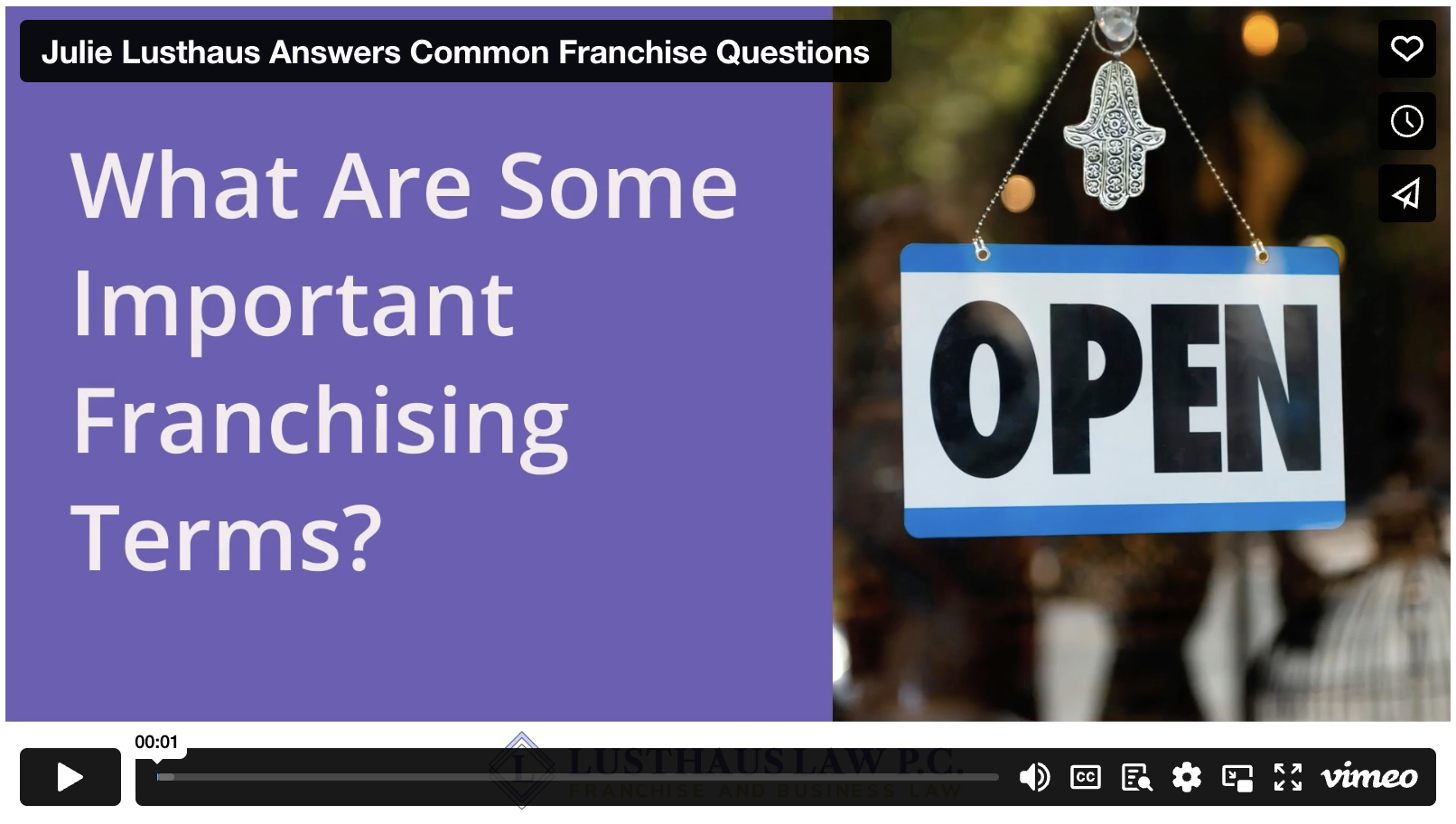 Single Unit Franchise Agreement: A Video Blog | Lusthaus Law P.C.